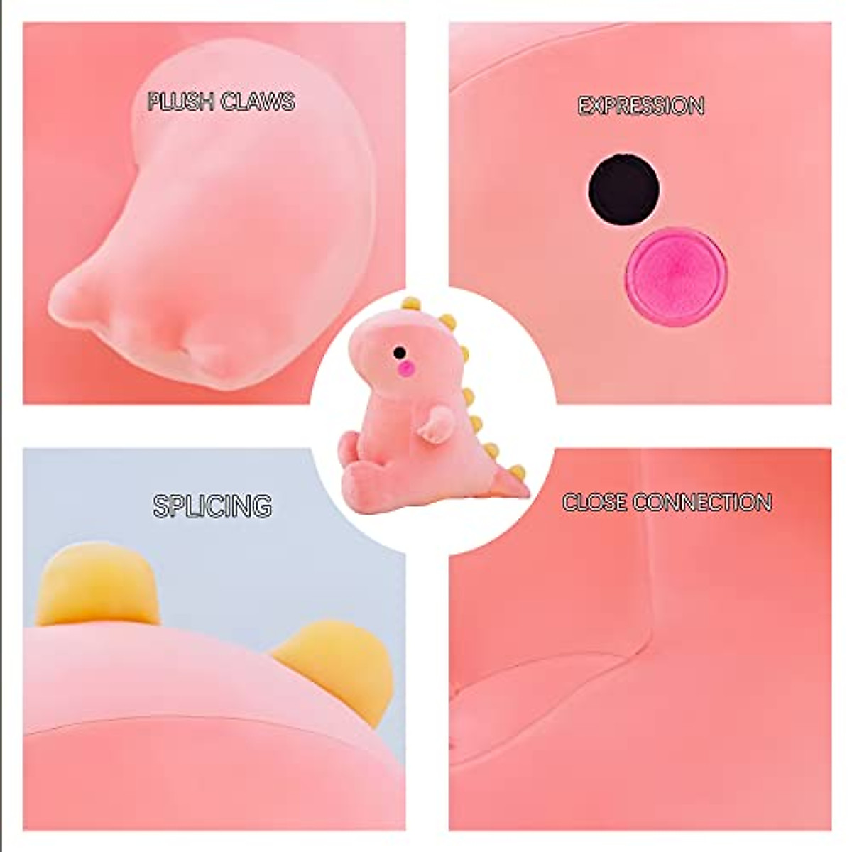 DUANMUL Cute Dinosaur Plush Toys, Fat Dinosaur Soft Stuffed Animals Toys Dolls, Dino Plushies Doll Cute Birthday Gifts for Kids Girls Boys (Pink,8in)