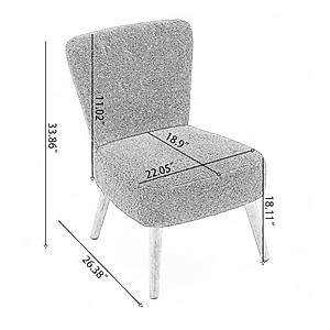 Dark Grey Accent Chair, Unique Chairs Armless Wool Comfy Modern Home Furniture for Living Room 26.38" L X 22.05" W 33.86" H