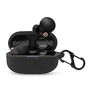 Sony WF-1000XM4 True Wireless Noise Canceling Headphones (Black) with Knox Gear silicone carrying case with carabiner for Sony WF-1000XM4 Earbuds bundle (2 items)