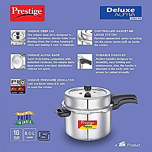 Prestige PRASV8 Pressure Cooker, 8 Liter, Silver