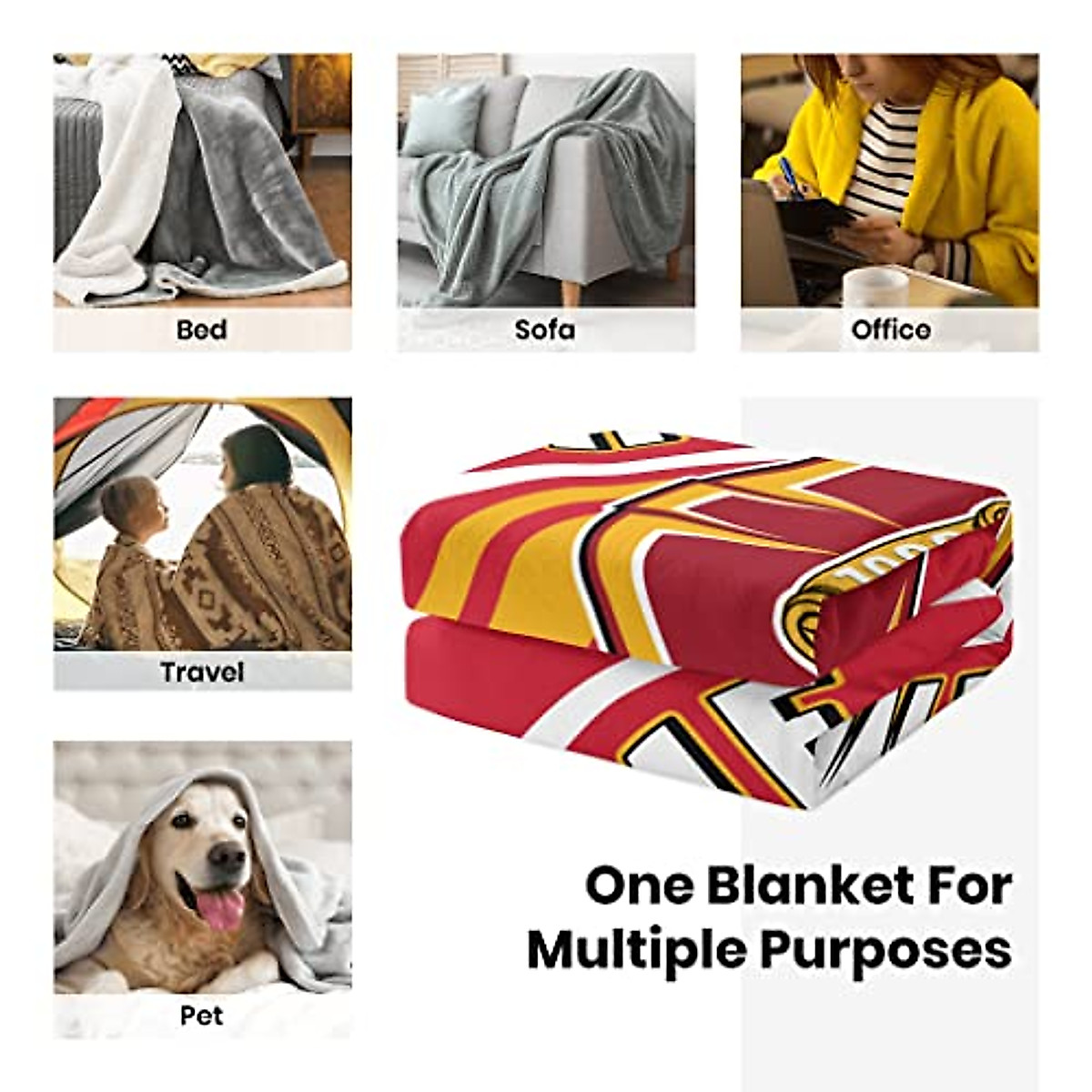Yieking Custom Gifts for Men Football City Blanket for Bed Add Name and Number Throw Blankets, 40" x 50", 50" x 60", 60" x 80"