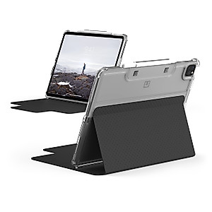 [U] by UAG iPad Pro 12.9" (6th Gen 2022, 5th Gen 2021) Case Black Lucent Lightweight Slim Shockproof Smart Folio Protective Cover with Auto/Sleep Wake & Pencil Holder