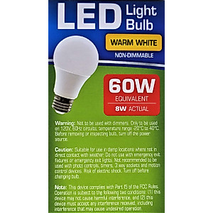 1 Led Energy Saving LED Light Bulbs 120v 60w/8w A19 Medium Base Warm