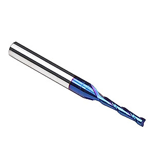 Spiral Router Bits Up Cut 1/8 inch Cutting Dia 1/4 inch Shank Solid Carbide End Mill with Nanco Blue Coating CNC Bits for Wood Cut 3D Carving Engraving…