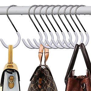 echinff 10 Pack Heavy Duty S Shaped Hooks,Premium Steel Hanging Hooks for Kitchen,Bathroom,Garden,Steel S Hooks with Black Cover for Hanging Pans Pots Plants Bags Towels Clothes Pants Tie