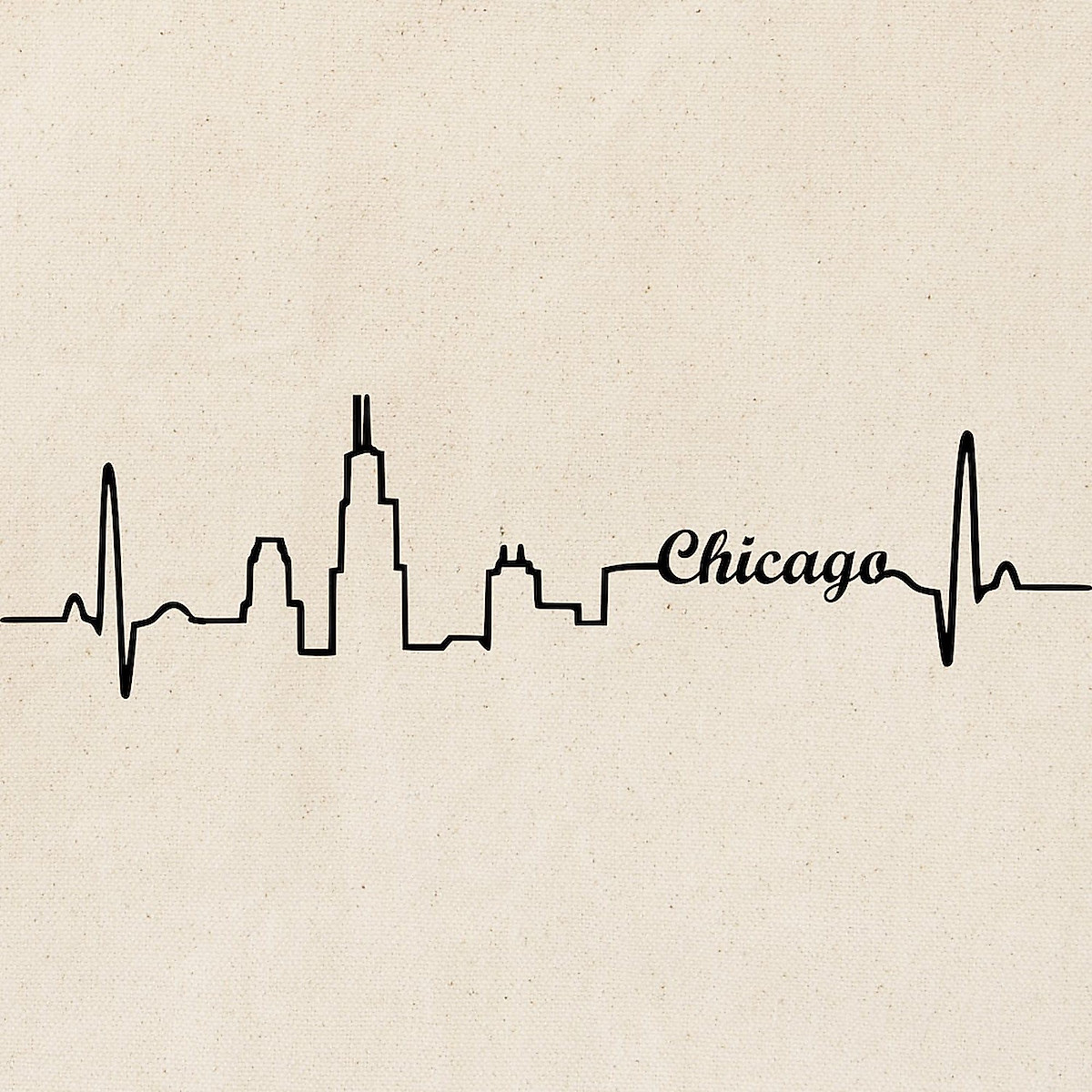 CafePress Chicago Heartbeat Letters Tote Bag Canvas Tote Shopping Bag
