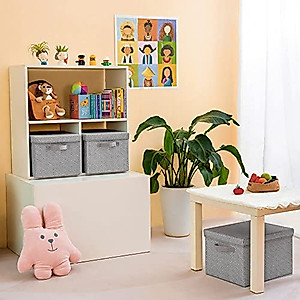 GRANNY SAYS Bundle of 3-Pack Gray Rectangular Lidless Storage Bins & 3-Pack Gray Rectangular Storage Bins with Lids