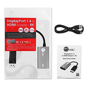 SIIG Active DisplayPort to HDMI Adapter 8K, DP 1.4 Video Input to HDMI Output, Unidirectional, Supports 8K 60Hz and 4K 120Hz with HDR and DSC, DP to HDMI Monitor Cable Adapter (CB-DP2611-S1)