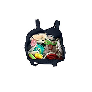 JOORY Premium Cotton Canvas Tote Bag with 6 Internal Pockets – Washable Heavy-Duty Cotton Canvas Bag with Reinforced Stitching Dark Blue