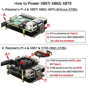 Geekworm for Raspberry Pi 4, X862 V2.0 M.2 NGFF SATA SSD Storage Expansion Board UASP Supported Compatible with Raspberry Pi 4 Model B Only Support Key-B 2280 SSD