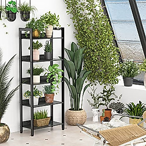 Furologee 5-Tier Bookshelf, Tall Bookcase with 2 Storage Drawers, Long 47" Console Table with 3 Drawers, Entryway Table with Storage Shelves