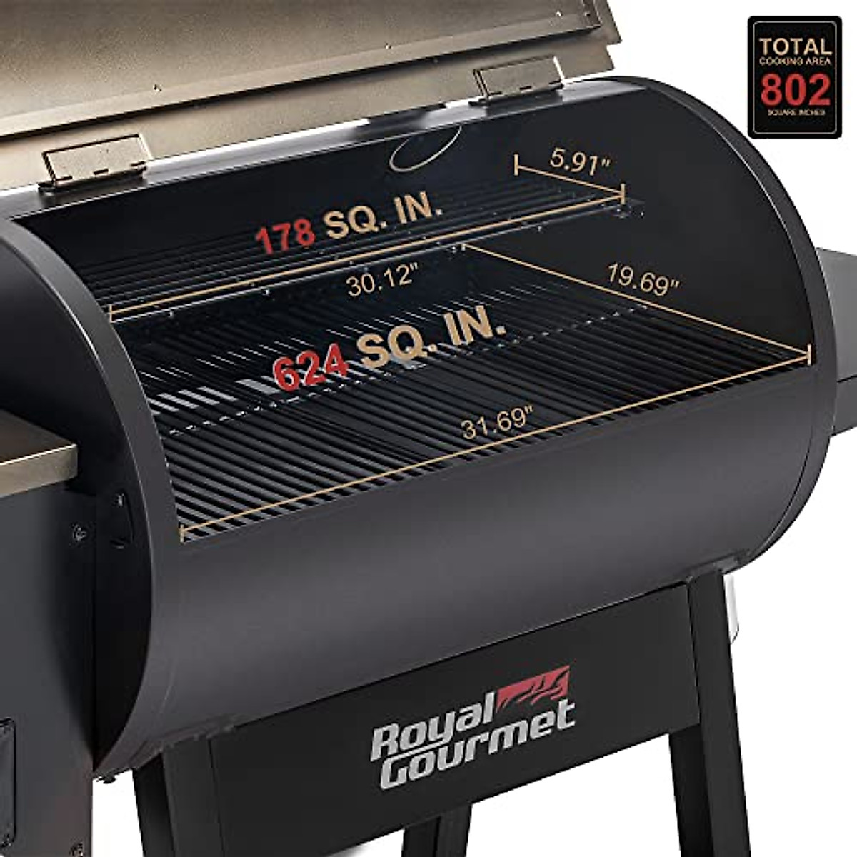 Royal Gourmet PL2032 Wood Pellet Grill on Clearance with Intelligent Digital Control System & Auto-Feed System, 786 Square Inches of Cooking Area, Bronze