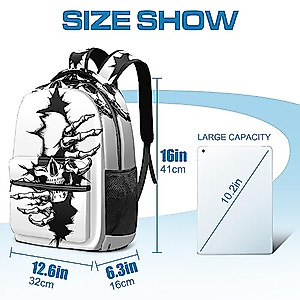 Genhuyiz Halloween Kids Backpack for School Trips and Outdoor Activities Halloween Horror Skeleton Decor 16 Inch Backpack for Boys and Girls