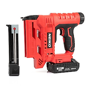 NEIKO 02651A Nail Gun Battery Powered Cordless Brad Nailer & Stapler, 18 Gauge, 2 in 1 Rechargeable Staple Gun & Battery Powered Nail, Cordless Nail Gun, 20V 2.0Ah, Electric Cordless Finish Nailer