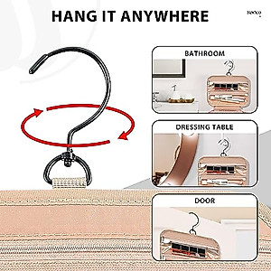 SOVICO Large Travel Toiletry Bag for Women with Extra 4 Travel Bottles, Hanging Toiletry Bag with 360° Rotatable Hook, Travel Bag for Full-Sized Cosmetic Bag with Makeup Brush Compartment-Black