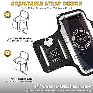 TRIBE Running Phone Holder Armband. iPhone & Galaxy Cell Phone Sports Arm Bands for Women, Men, Runners, Jogging, Walking, Exercise & Gym Workout. Fits All Smartphones. Adjustable Strap, CC/Key Pocket