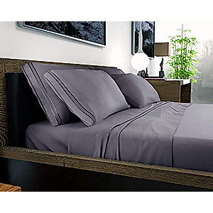 DREAMCARE Full Size Sheets – 4 pcs Cooling Sheets – up to 21” Deep Full Sheet Set – Hotel Luxury Sheets & Pillowcases – Superior Softness 100% Fine Microfiber with Side Pocket – Gray