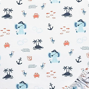 Sammy & Lou Ahoy Archie 4-Piece Baby Nursery Crib Bedding Set for Boys, Includes Quilt, Fitted Crib Sheet, Crib Skirt, and Plush Toy