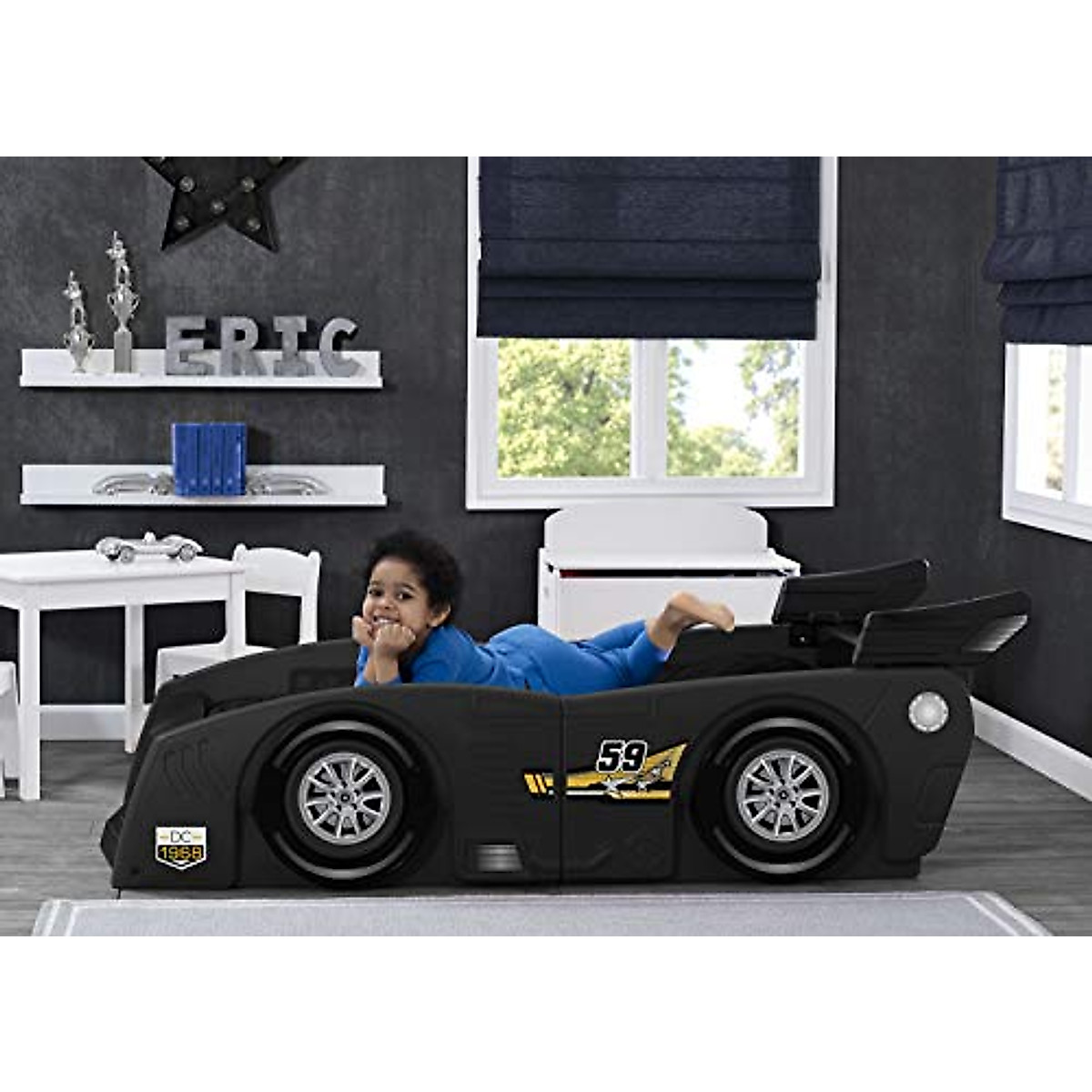 Delta Children Grand Prix Race Car Toddler & Twin Bed - Made in USA, Black
