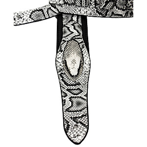 Walker & Williams SF-03 White & Black Textured Snake Pattern Guitar Strap with Snakehead