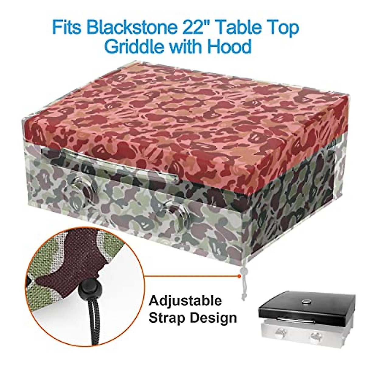 BBQration Griddle Cover and Carry Bag for Blackstone 22" Table Top Griddle with Hood/Lid, Heavy Duty 600D Polyester Cover Replacement Parts for 5510 Blackstone Carry Bag