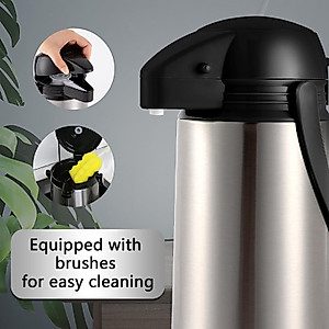 Soopot Thermal Coffee Carafe, 68Oz Coffee Dispenser, Airpot Coffee Dispenser with Pump,Stainless Steel Insulated Flask 12-14 Hours Heat Retention 12 Hours Cold Retention