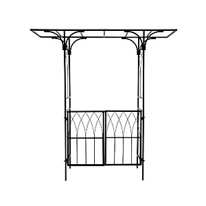 MOOFAR Metal Garden Arch with Double Gate Heavy-Duty Arbor Trellis Arbour Archway for Climbing Plants Support Rack, Outdoor Lawn Backyard Patio Decoration, Matte Black 79.5''L x 82.7''H