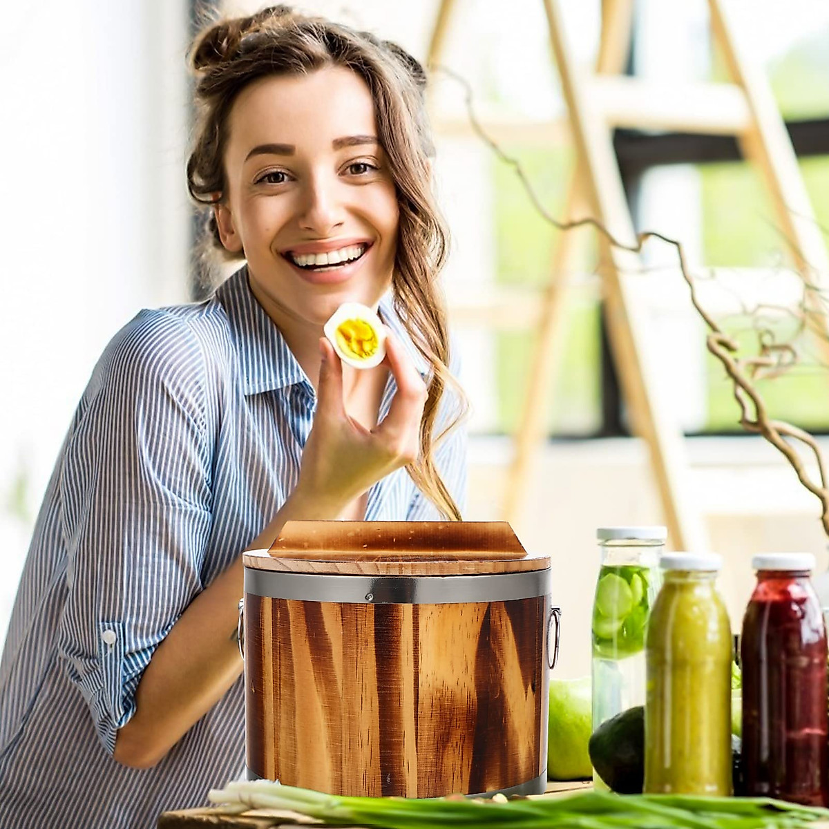 DOITOOL Rice Pot 1 Set Rice Cooker with Lid Rice Bucket Rice Steamer Cooker Wooden Rice Steamer Cooking Pot Steamer Pot for Restaurant Kitchen Cookware Dumpling Steamer Basket