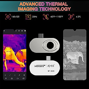 NOYAFA NF-583S Thermal Camera Android, Thermal Imaging Camera Support Video Recording, 6 Color Palettes,Thermal Camera for Smartphone 160x120 IR/25HZ Infrared Thermal Imager