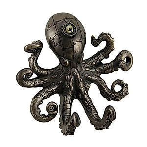 Zeckos Antique Bronze Finish Steampunk Octopus Wall Hook