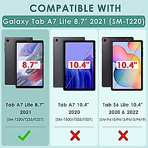 DETUOSI Rotating Case for Samsung Galaxy Tab A7 Lite 8.7" 2021 (SM-T220/ T225/ T227U), 360 Degree Swivel Multi-Angle Stand Folio Leather Book Cover + Protective Hard Back Shell + Elastic Band Closure