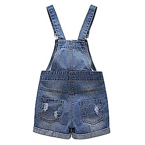 KIDSCOOL SPACE Baby Girl Boy Jean Overalls,Toddler Summer Denim Shortall,Blue,18-24 Months