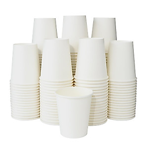 CantaGreen 200 Count 8 OZ Heavy-duty White Paper Coffee Cups, Disposable Hot and Cold Cup