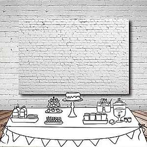 OUYIDA White Brick Wall Backdrop for Baby Shower Birthday Festival Themed Party 7X5FT Photography Background Adult Portrait Wallpaper Photo Video Shooting Studio Props PCK77
