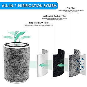 Flintar True HEPA Replacement Filter, Made in TAIWAN, Compatible with Shark Air Purifier Max Models HP201, HP202, UA205, AP1000, HC501, HC502, Compares to Part # HE2FKBAS and HE2FKBASMB, 1-Pack