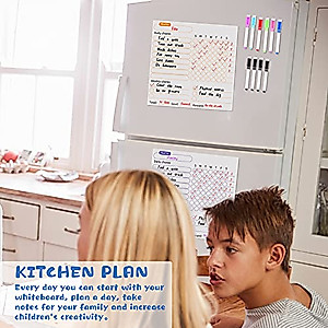 4 Pieces Magnetic Chore Chart Set, Dry Erase Refrigerator Charts, 10 Magnetic Markers with Dry Eraser, Daily Responsibility Magnetic Dry Erase Board Charts for Kid Teen Adult Fridge School Home Supply