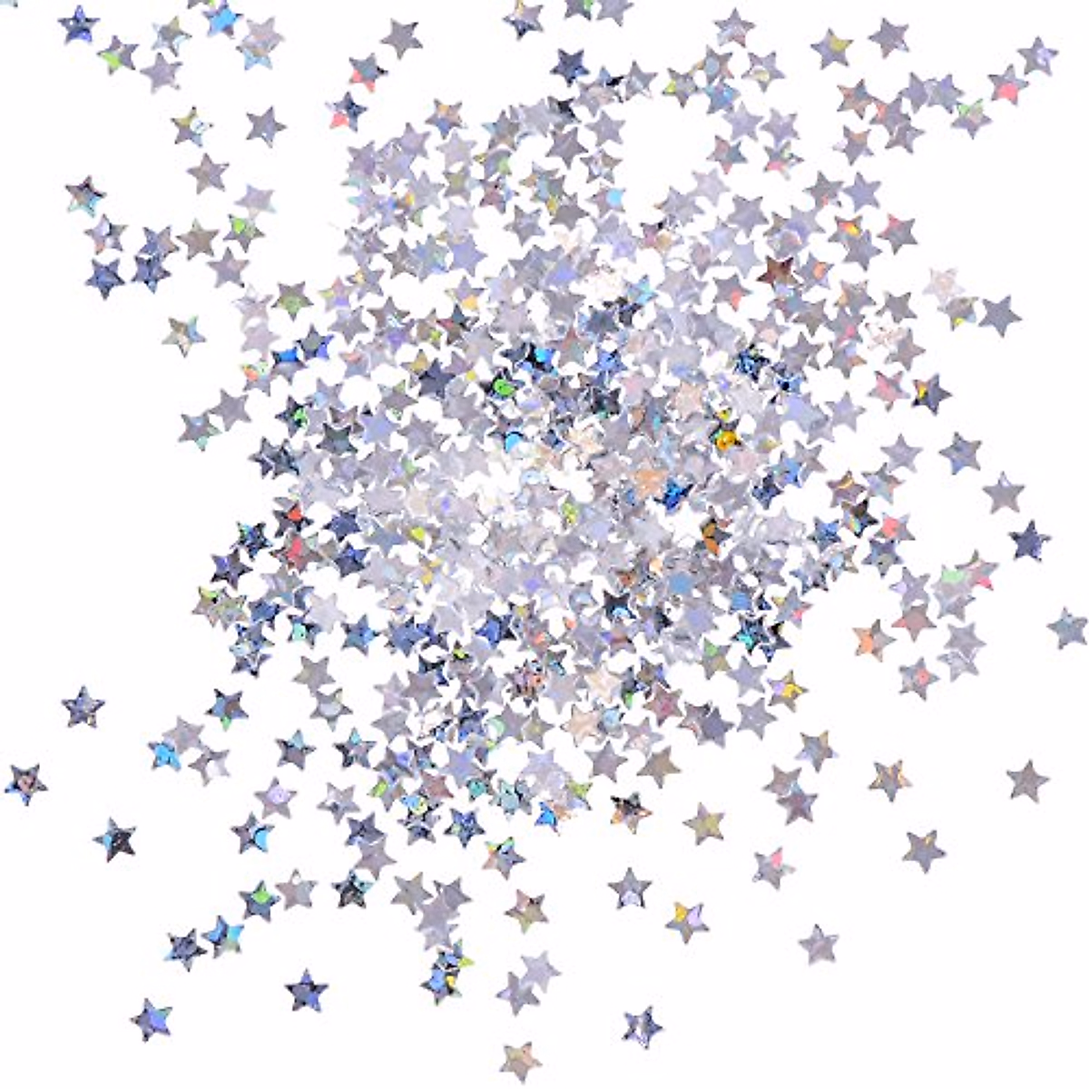 EBOOT 100 Gram Stars Confetti Glitter Star Sequins for Crafts DIY Nail Art and Party Decoration, Holographic Silver