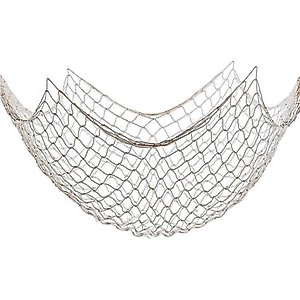 BWEALT 1 Pack Fish Net Decorations for Party, 2mm Natural Cotton Hawaiian Party Fish Net Decorative, Nautical Themed Cotton Fishnet Room Party Accessory