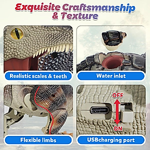 TALGIC- Remote Control Dinosaur Robot - Realistic Walking, Roaring, and Spraying Spinosaurus Toys - Light up and Shaking Head and Tail Robot Dinosaur for Kids Ages 3+