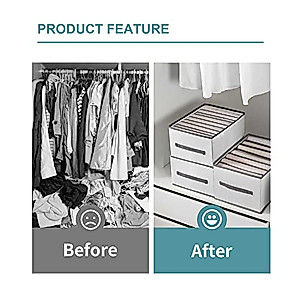 LZV Wardrobe Clothes Organizer,Foldable Visible Clothes Storage Organizer Clothes Drawer Storage Box for Jeans,T-shirt,Legging,Skirts (Grey 4Pack)