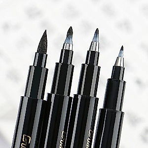 SAYEEC Calligraphy Brush Pens, Refillable Hand Lettering Pen, Black Ink Calligraphy Brush Markers Set for Beginners Writing Journaling Sketching Art Drawing Illustration Scrapbooking (4 Size, 6 Pack)