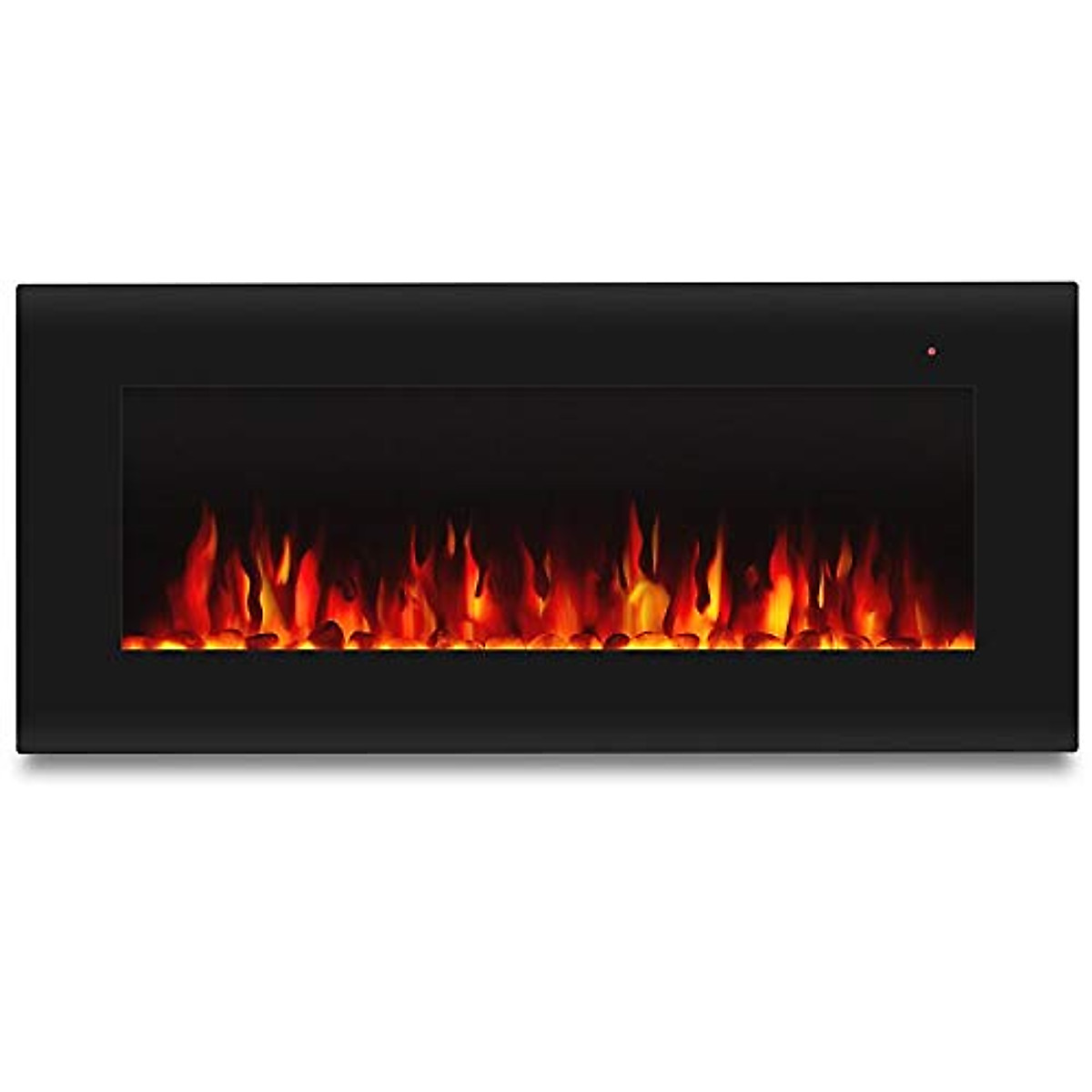 BOWERY HILL Modern 40" Wall Mounted Electric Fireplace Mantel Heater with Remote Control, Adjustable Led Flame, 1400W in Black