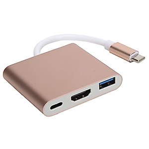 753 3 in 1 USB C Adpater,USB 3.1 Type-C Hub Converter Dock,Compatible with USB 3.0/2.0,High Definition Multimedia Interface,Supporting 4K, Plug & Play,for TV, Computer, Projector(Rose)