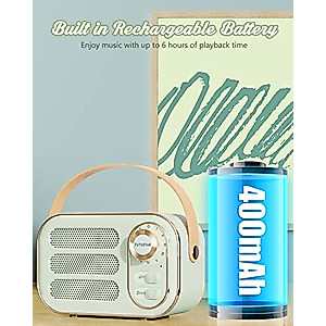 Greadio Retro Bluetooth Speaker, Vintage Speaker with Cute Old Fashion Style, Good Sound, Bluetooth 5.0, TF Card, AUX Input, USB Drive MP3 Player for Home,Outdoor,Travel,Party,Gift (Green)