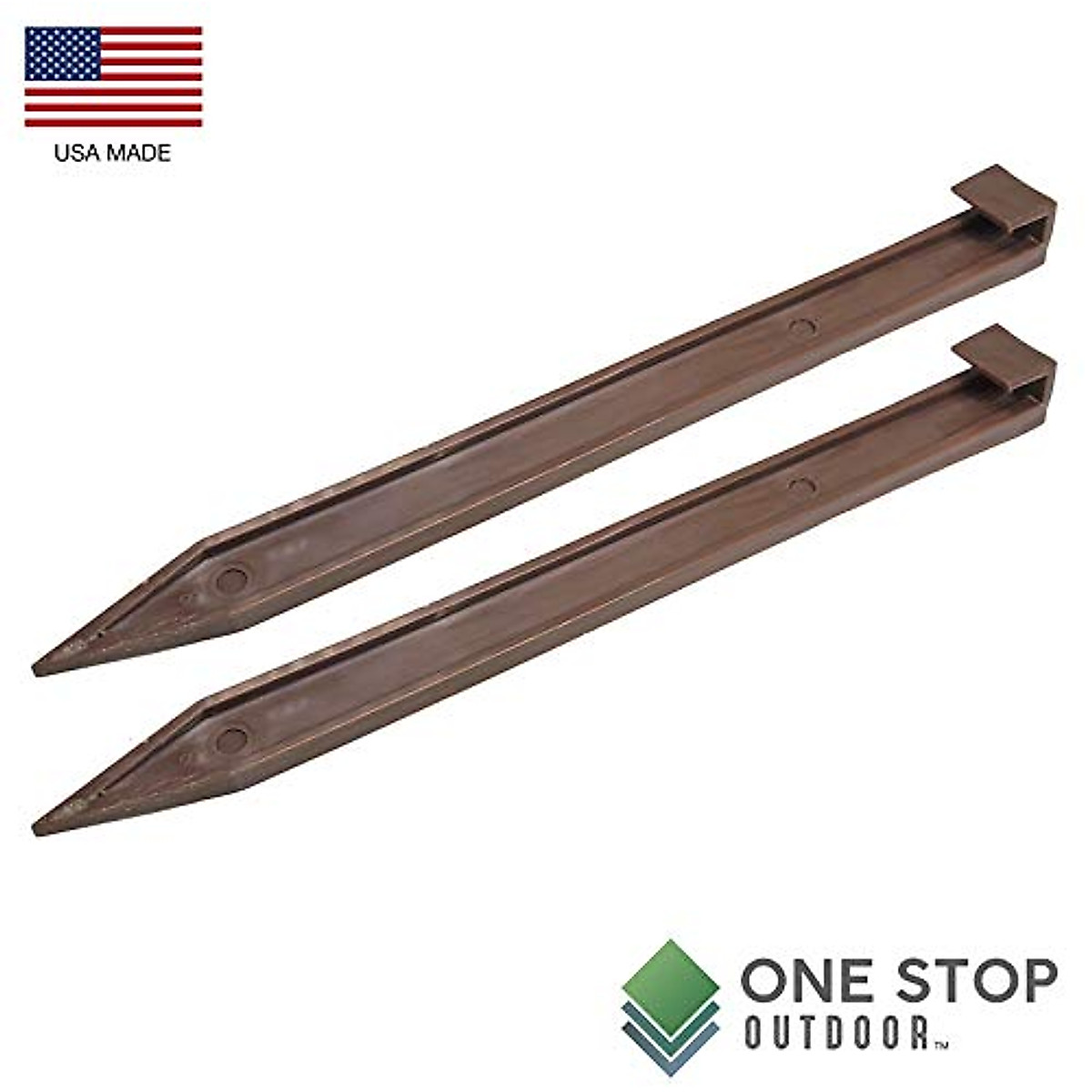 One Stop Outdoor USA Made (50 Pack) Brown Nylon Landscape Edging Anchoring Plastic Ground Stakes, 10-Inch Length Brown Garden Edging Spikes - (Fits Most Brands EasyFlex Dimex Proflex) (50)