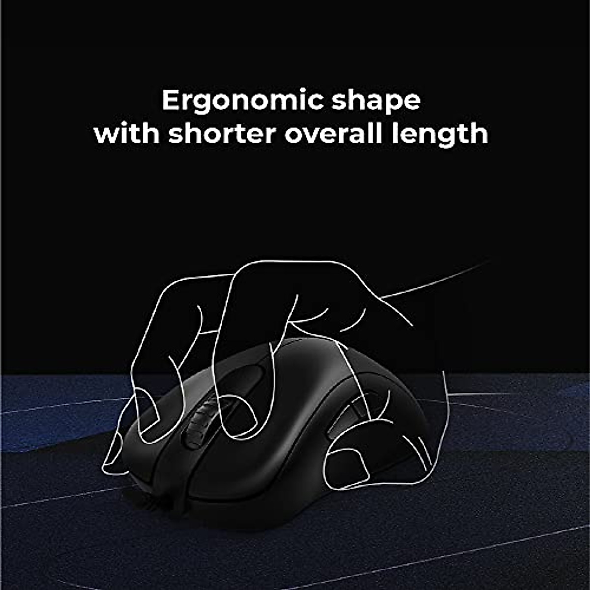 BenQ Zowie EC3-C Ergonomic Gaming Mouse | Professional Esports Performance | Lighter Weight | Driverless | Paracord Cable | 24-Step Scroll Wheel | Matte Black | Small Size