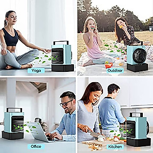 TOCOOL Portable Air Conditioner Fan, Personal Mini Evaporative Air Cooler Quiet Desk Fan, Humidifier Misting Fan for Home Office Bedroom Indoor Outdoor, Blue, GXZ-F830