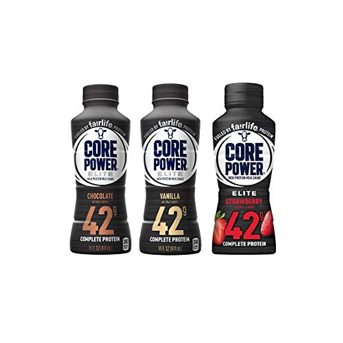 Core Power Elite High Protein Shake (42g), 3 Flavor Variety, Ready To Drink for Workout Recovery, 14 Fl Oz Bottles (Pack of 12)