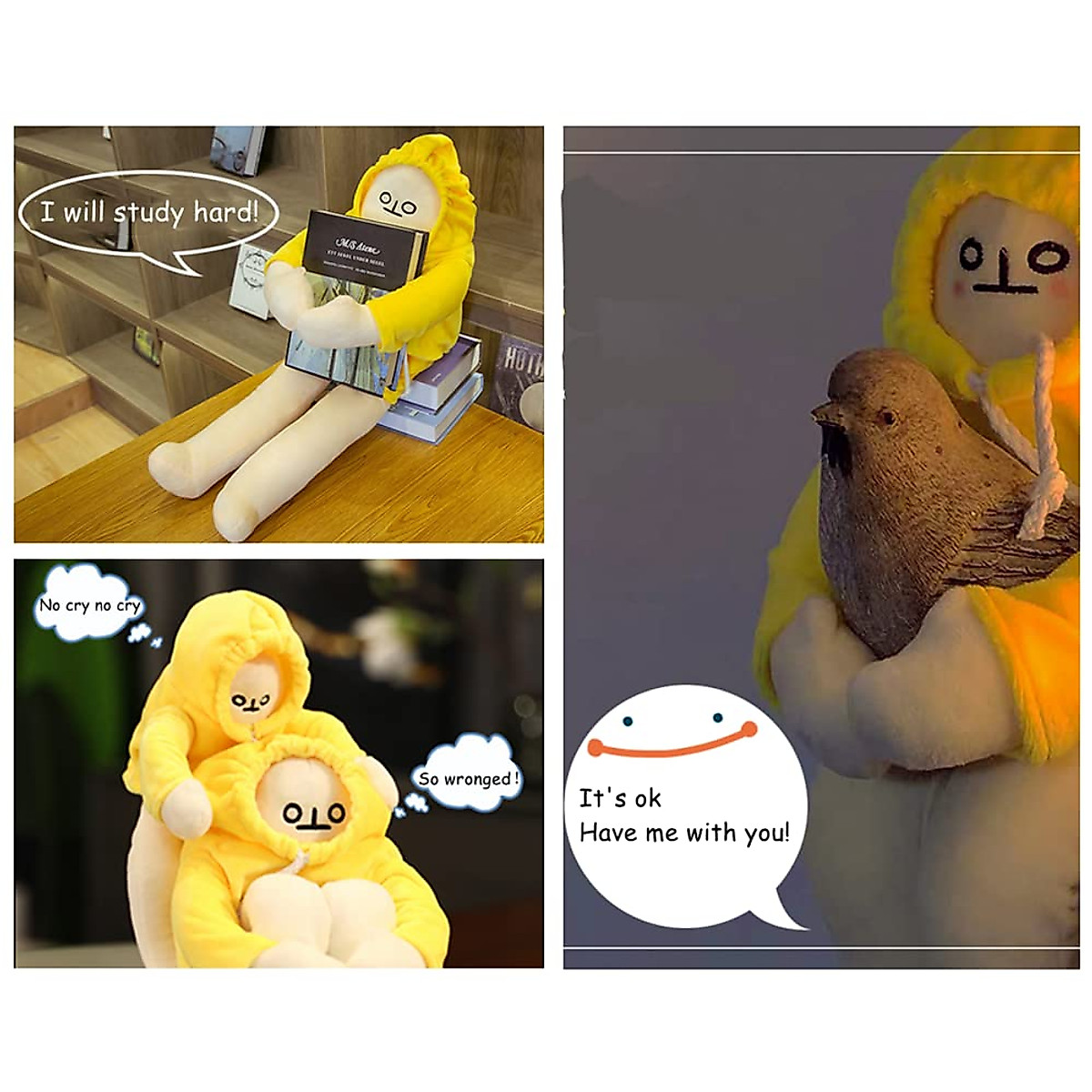 NatureMan 14 Inch Banana Doll Man Plush Banana Toy with Magnet Funny Changeable Plush Pillow Toy Man Doll Decompression Toy for Boys Girls Birthday Gifts