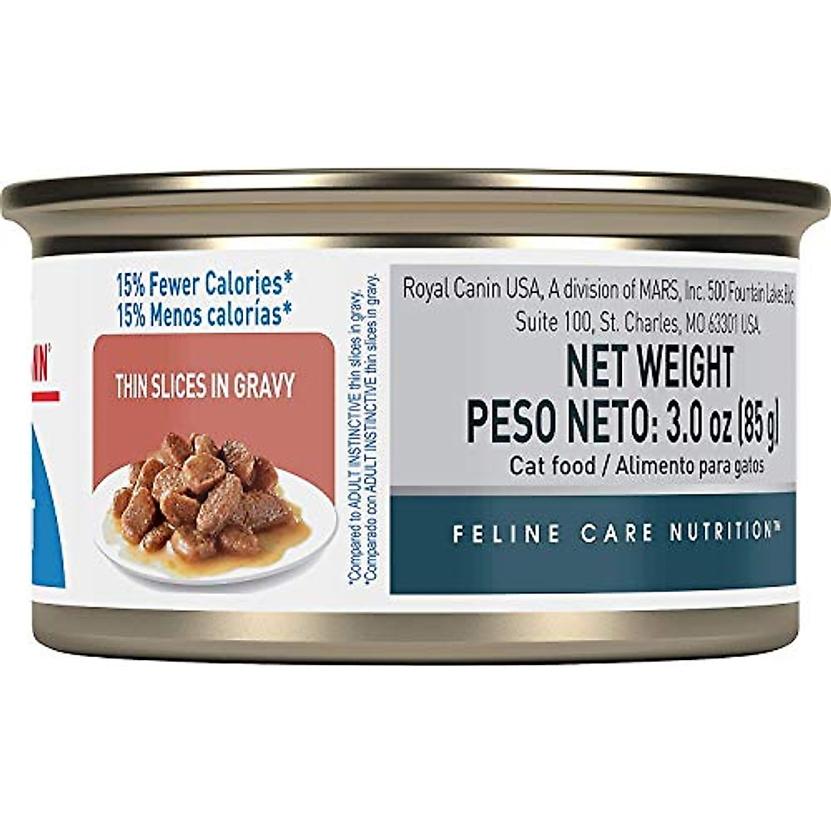 Royal Canin Feline Weight Care Thin Slices in Gravy Canned Adult Wet Cat Food, 3 oz cans 24-count